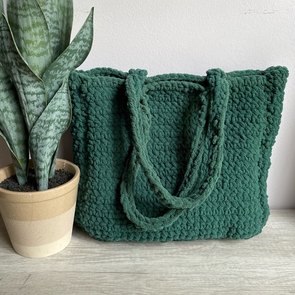 Bags | Crochet Forest Green Tote Bag | Poshmark